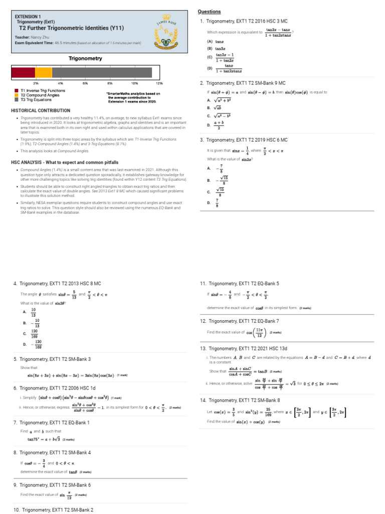 Further Trig Identities Pdf Trigonometric Functions Trigonometry