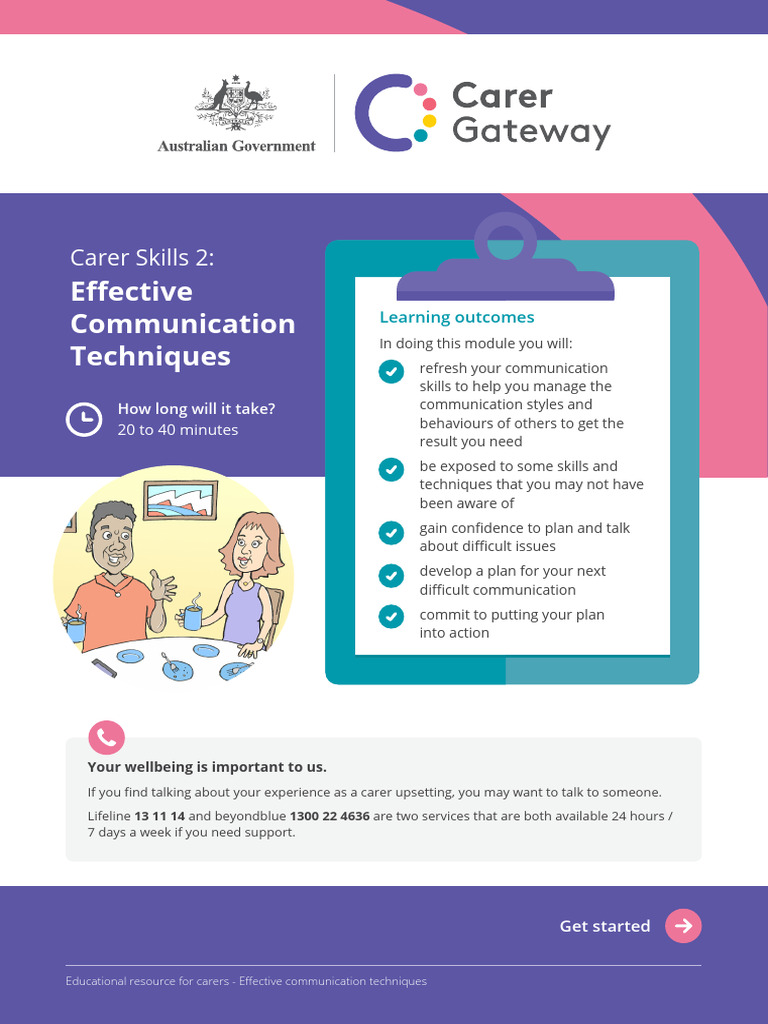 CarerSkills-Module 2-Effective Communication Techniques-A | PDF | Communication | Caregiver