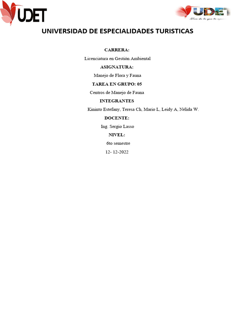 Tarea 5 Grupal | PDF | Fauna | zoo