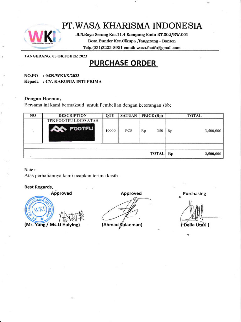 0429 Cv. Karunia Inti Prima | PDF