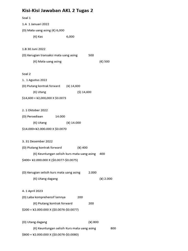 Kisi Tugas 2 AKL 2 | PDF