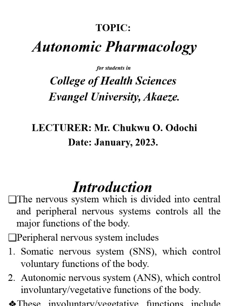 Autonomic Drugs | PDF | Acetylcholine | Autonomic Nervous System