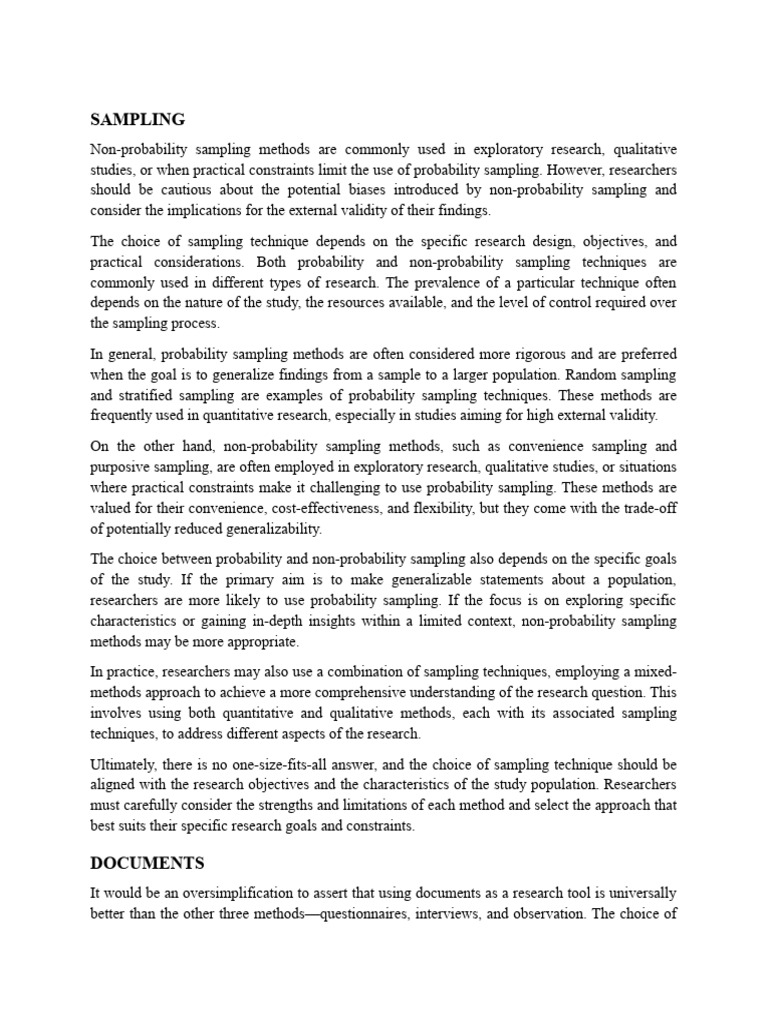 Sampling Documents Observation | PDF | Sampling (Statistics) | Methodology