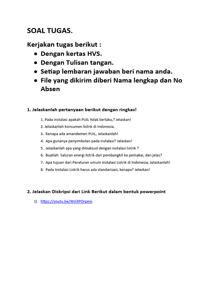 SOAL TUGAS 1 Pengantar Instalasi | PDF