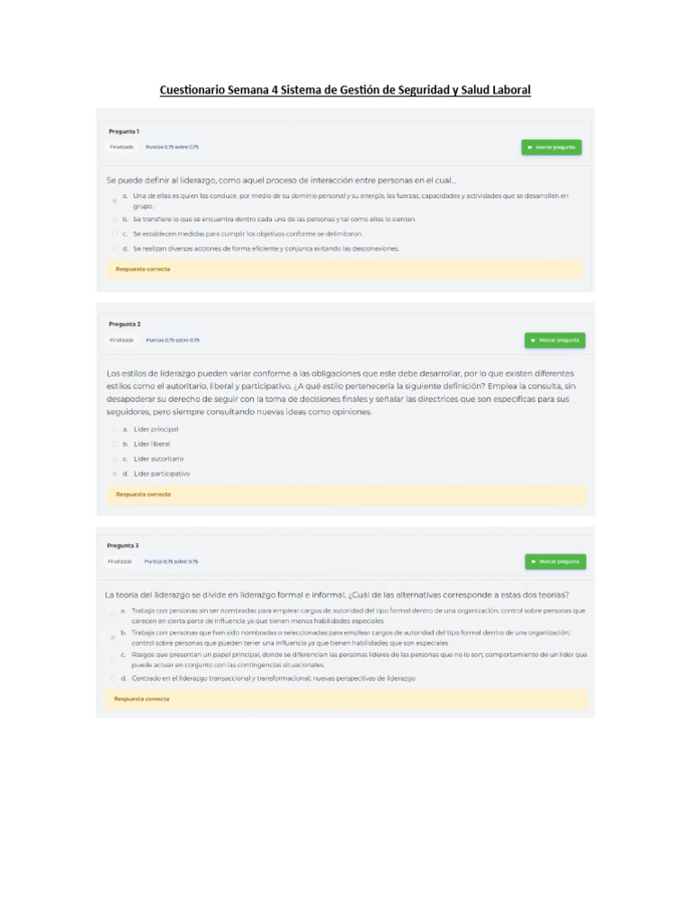 Cuestionario Semana 4 Respuestas | PDF | Crecimiento personal y profesional