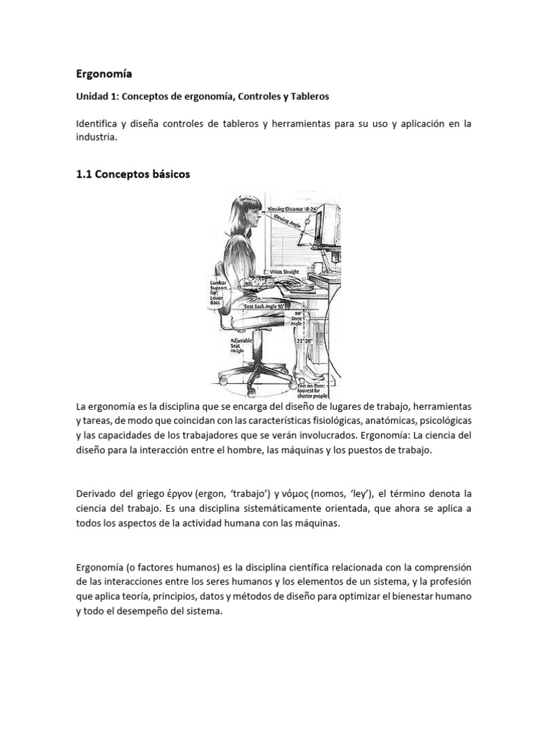 Ergonomia U1 Pdf Factores Humanos Y Ergonomía