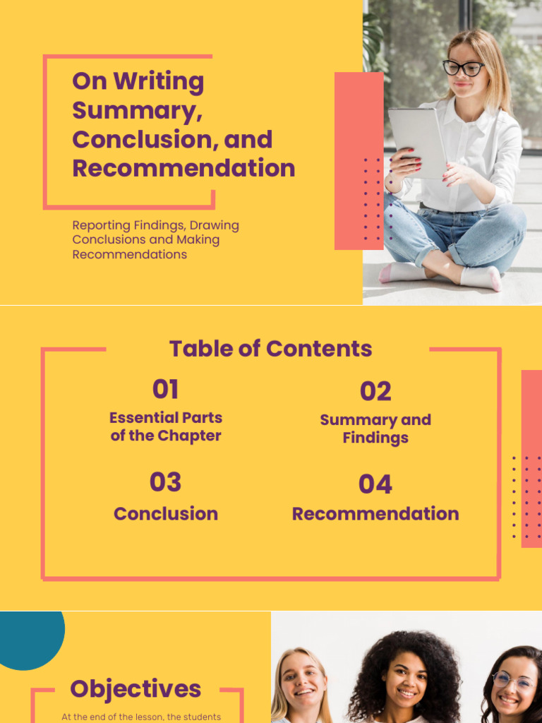 On Writing Summary, Conclusion, and Recommendation | PDF | Methodology ...