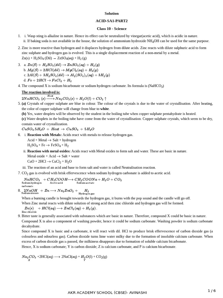 Class 10 Science Chemistry Guide | PDF | Acid | Ph