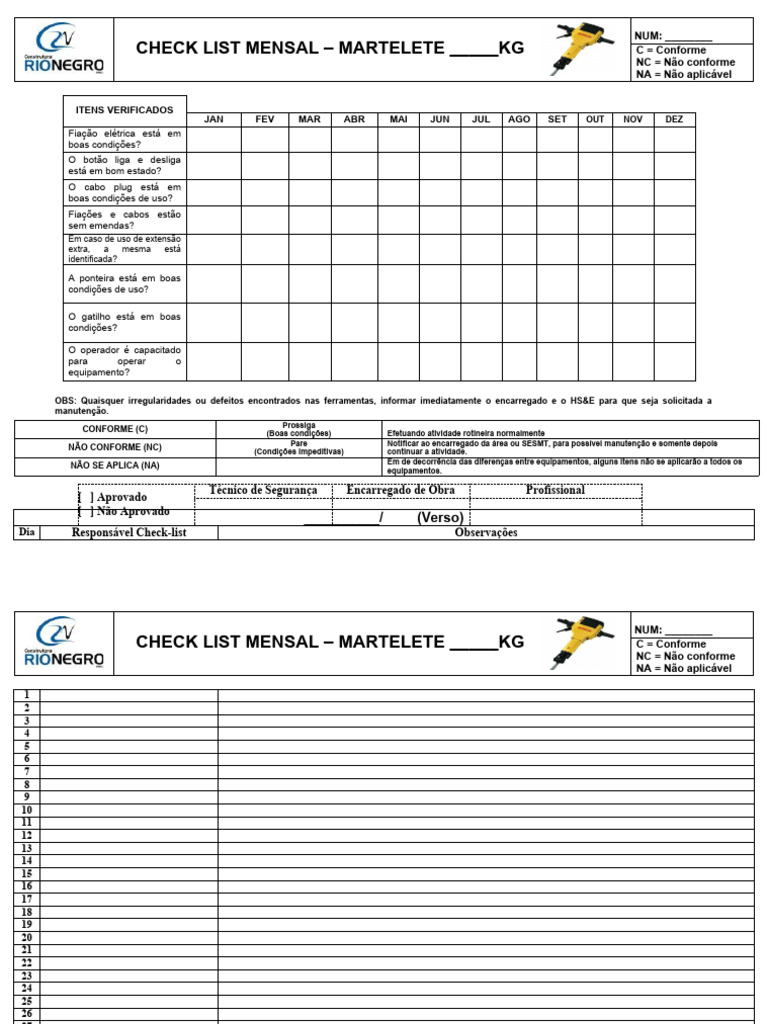 Check List - Martelete Mensal | PDF