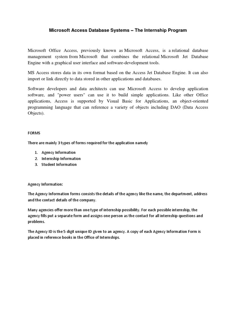 MIS Report | PDF | Microsoft Access | Internship