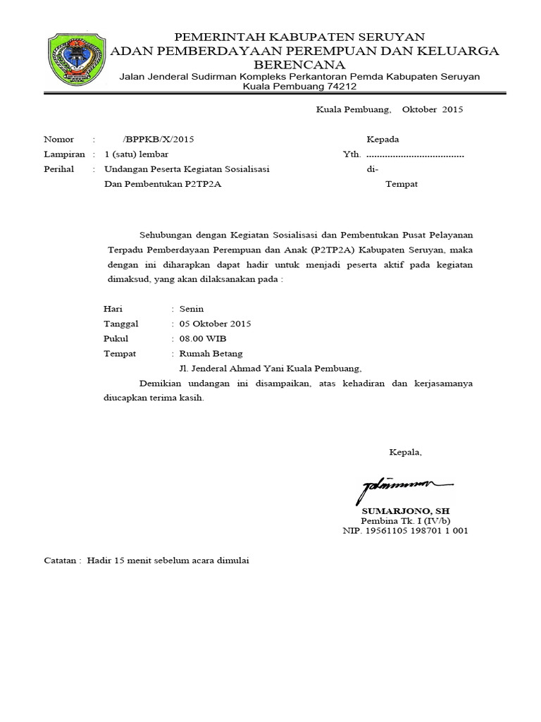 Undangan Peserta P2tp2a | PDF