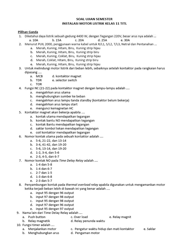 Soal Semester IML 11 TITL | PDF