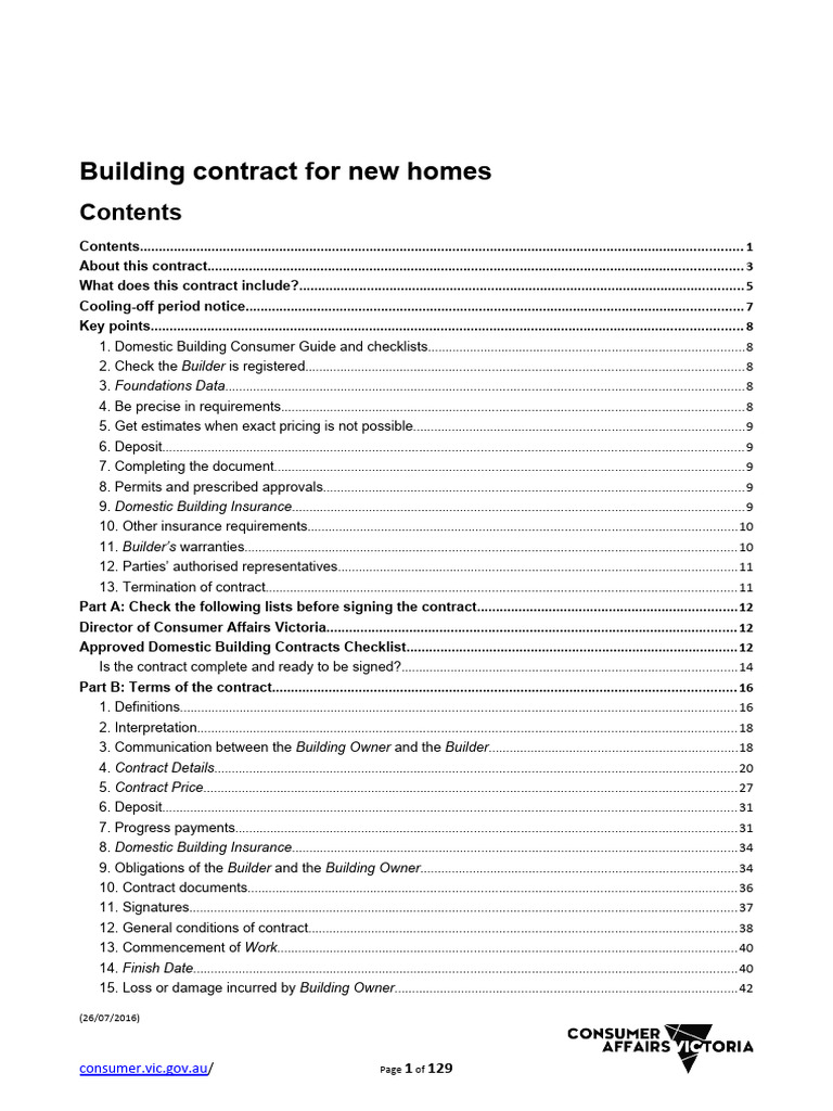 Building Contract For New Homes | PDF | Specification (Technical ...