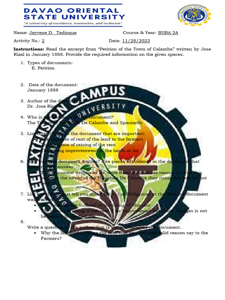 Activity Format Rizal Activity 3 | PDF