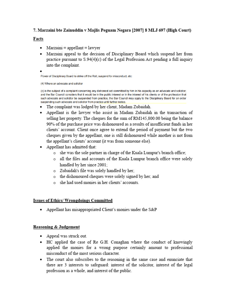 Misappropriation Case: Marzaini v Majlis | PDF | Lawyer | Solicitor