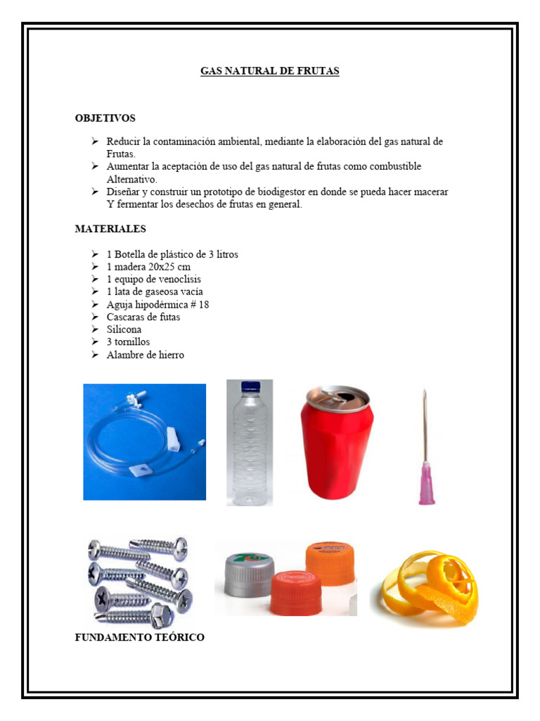 Gas Natural de Frutas | PDF | Gas natural | Combustión