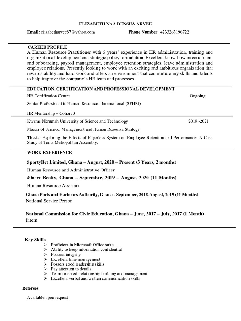 Elizabeth Aryee - CV (Office Manager) | PDF