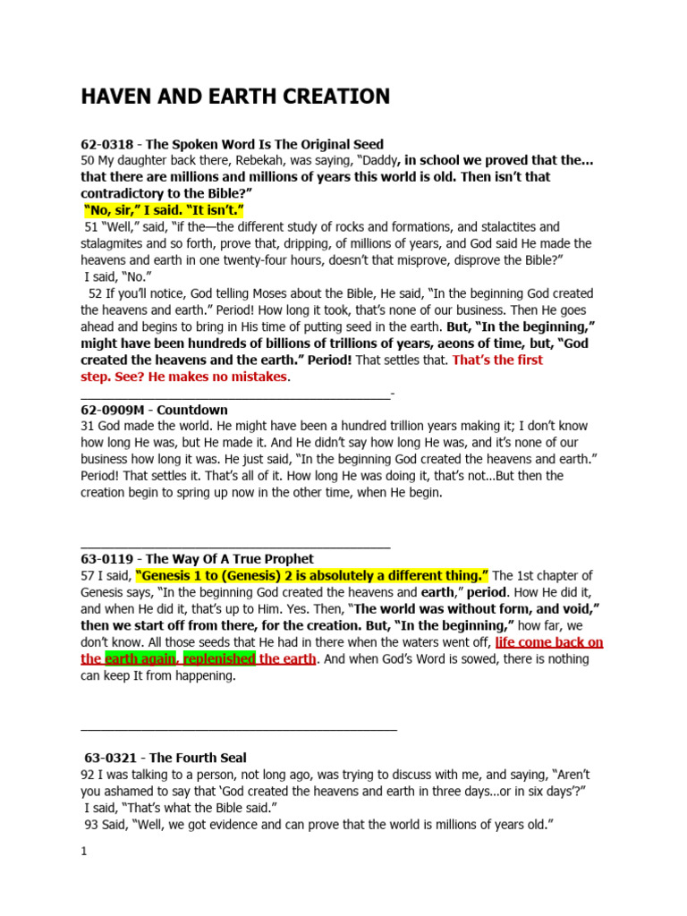 Haven and Earth Creation | PDF | Genesis Creation Narrative | Heaven