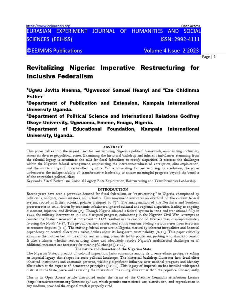 Revitalizing Nigeria Imperative Restructuring For Inclusive Federalism | PDF | Nigeria ...