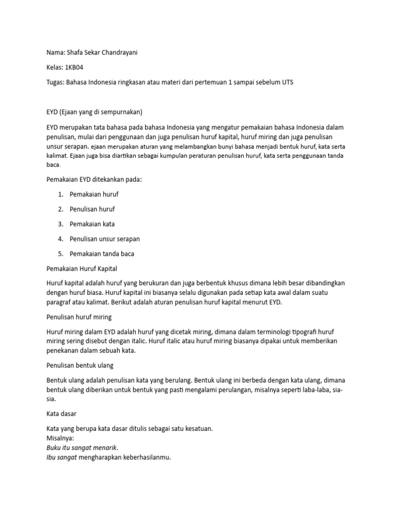 Shafa Sekar Chandrayani Tugas Bahasa Indonesia Vclass M8 | PDF