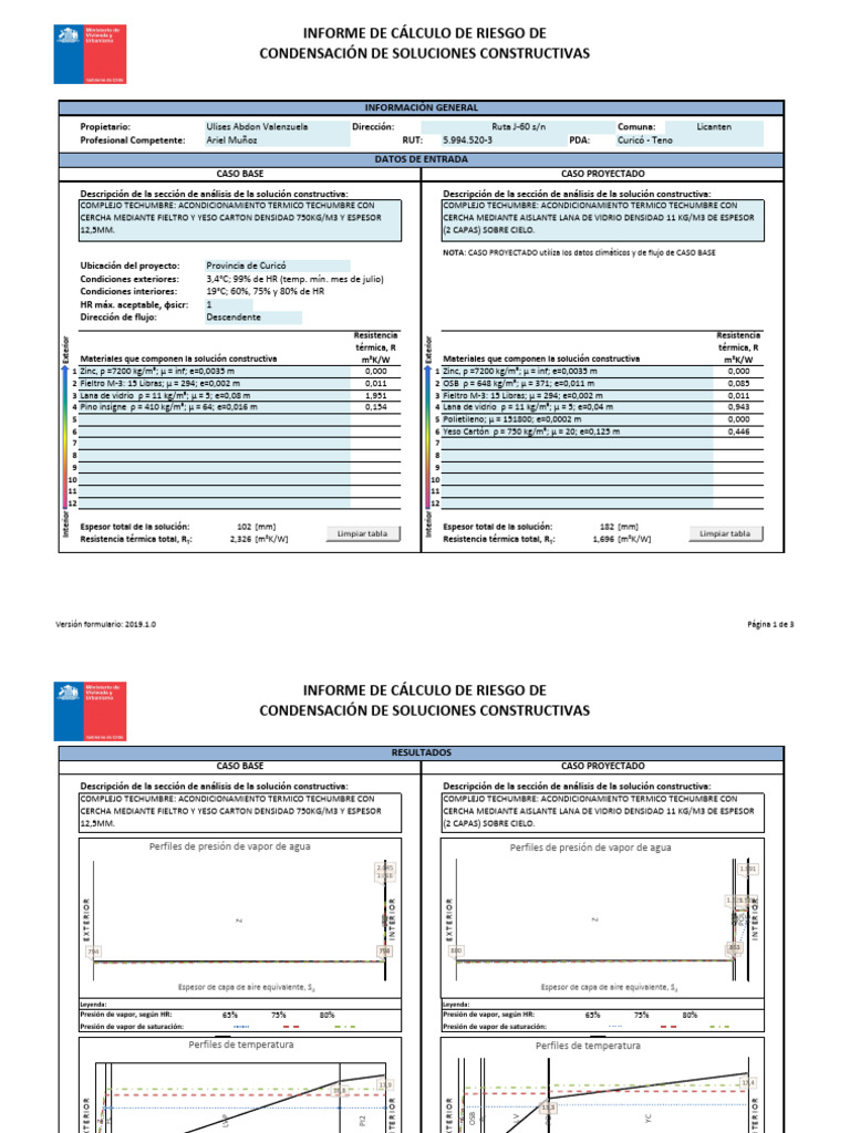 Cálculo Condensaciones DITEC V2019.1 TECHUMBRE | PDF