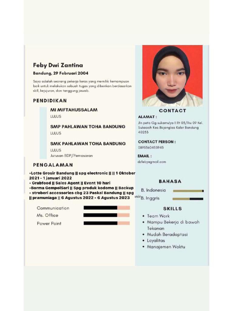 CV Feby Dwi Zantina | PDF