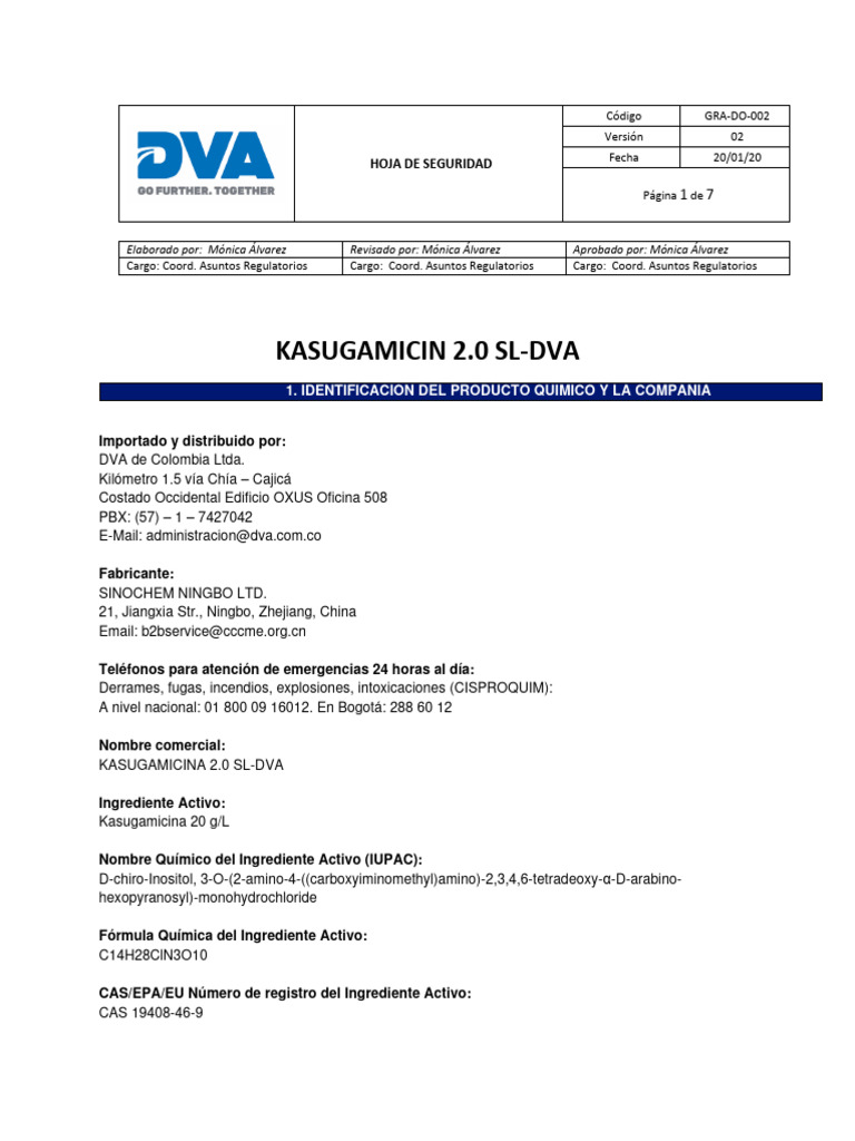 Hs Kasugamicina 2.0 SL Dva | PDF | Agua | Pesticida