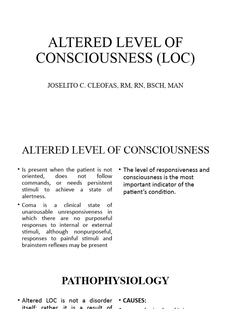 Altered Loc | PDF | Coma | Alanine Transaminase