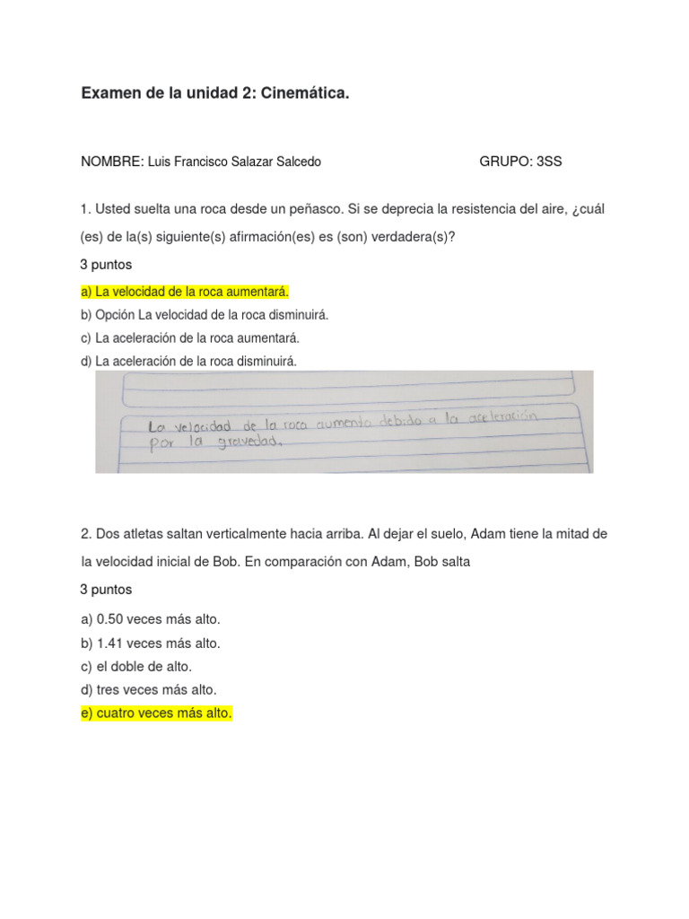 Examen U2 | PDF | Las leyes del movimiento de Newton | Ciencias fisicas