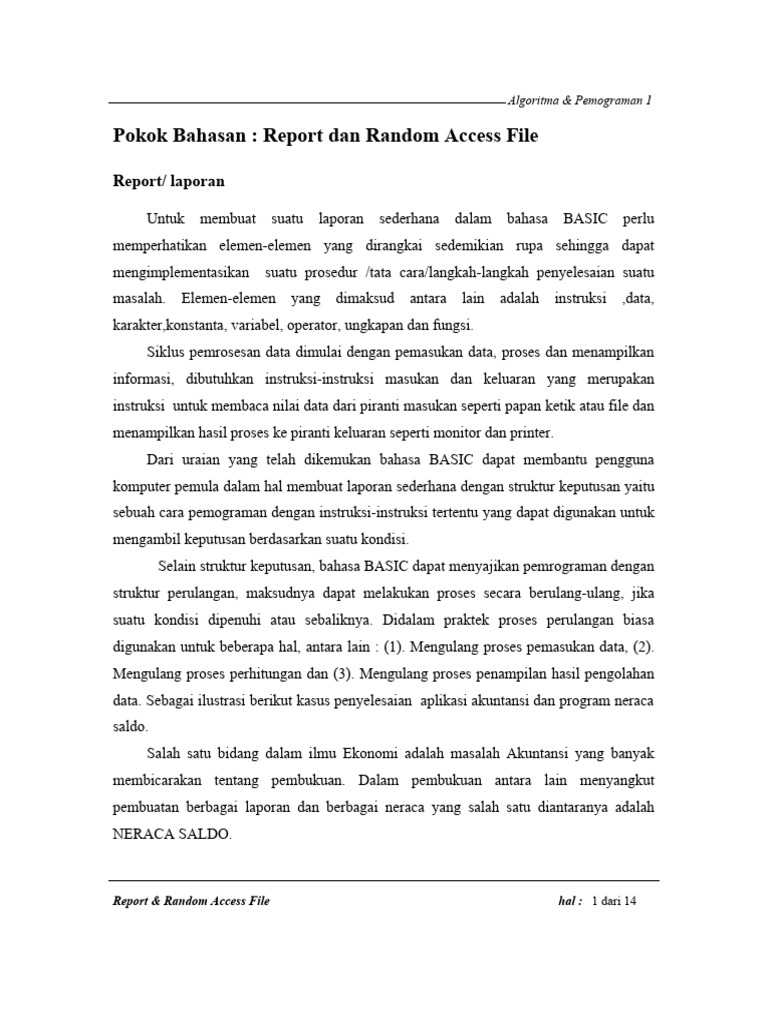 Report Dan Random Access File | PDF