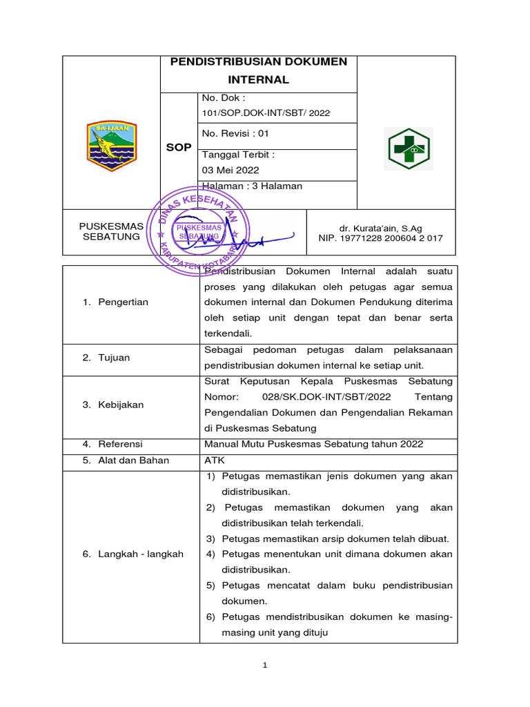 Revisi (1) 1.2.2.c.3 SOP Pendistribusian Dokumen Internal | PDF | Sains ...