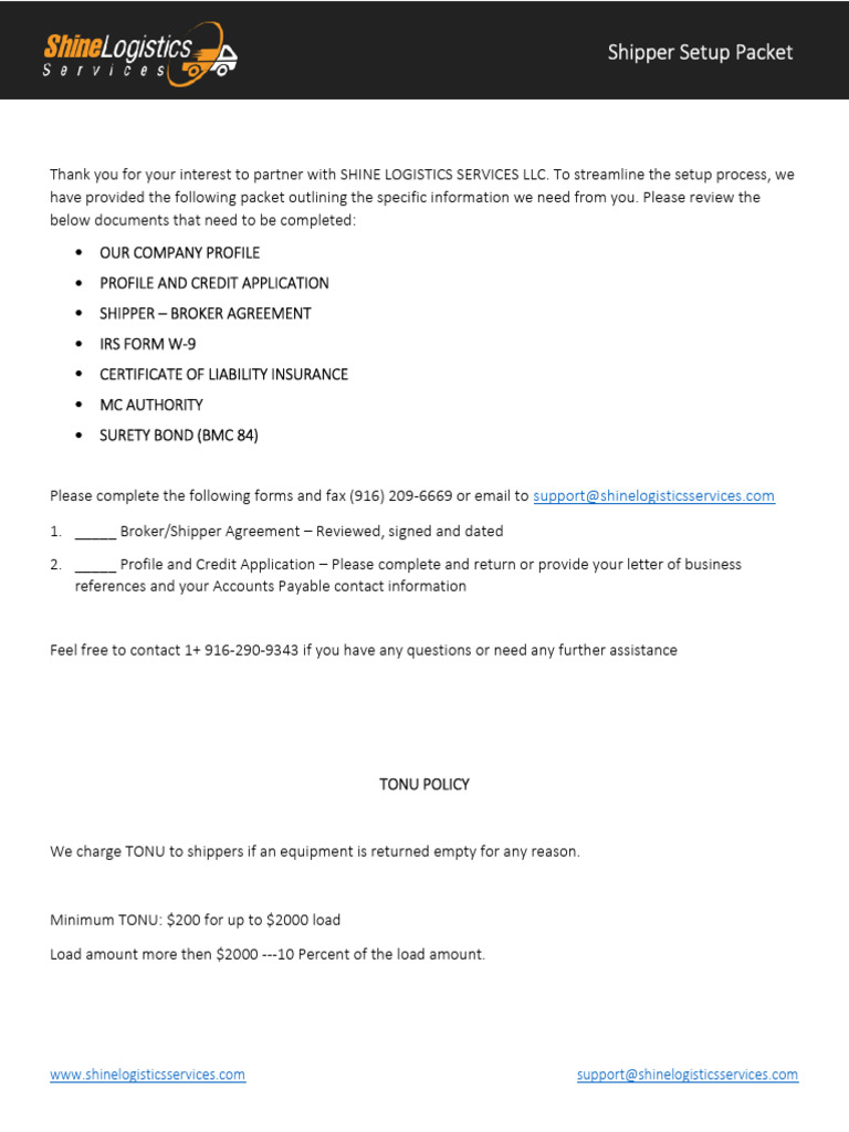 New Shipper Packet | PDF | Cargo | Insurance Broker