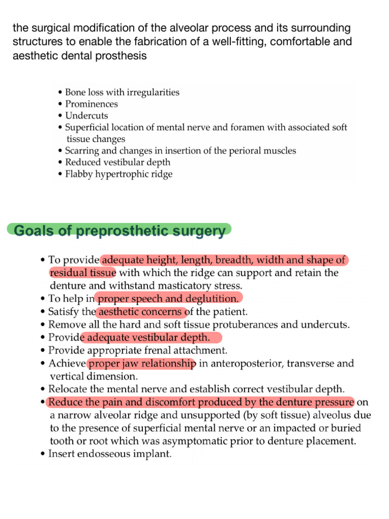 Pre Prosthetic Surgery | PDF | Dental Implant | Dentistry Branches
