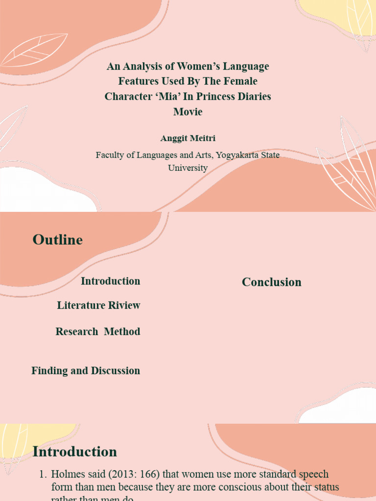 Women's Language Features in Mia's Dialogue | PDF | Human Communication ...