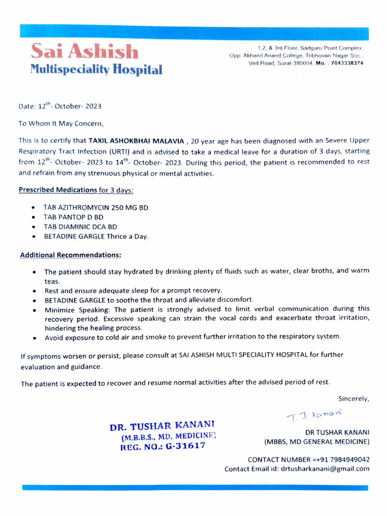 Taxil Rest Certificate 2023-10-13 | PDF