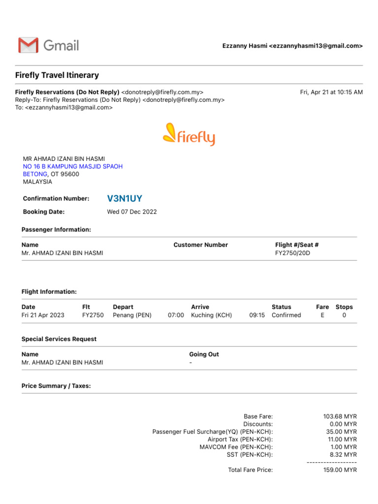 Firefly Travel Itinerary News | PDF | Aviation | Transport