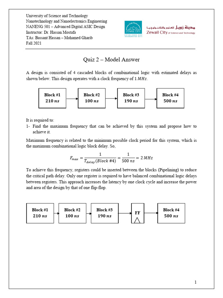 Quiz 2 - Model Answer | PDF | Electronic Engineering | Digital Electronics