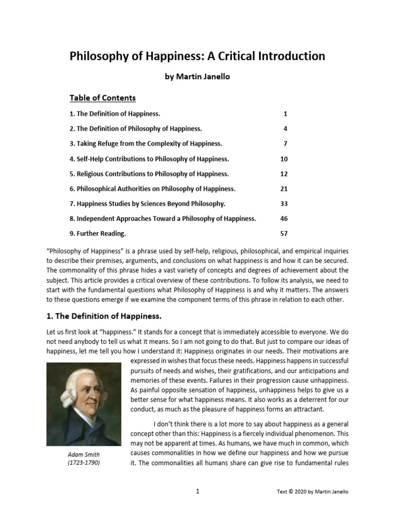 M JANELLO - Philosophy of Happiness - A Critical Introduction | PDF ...