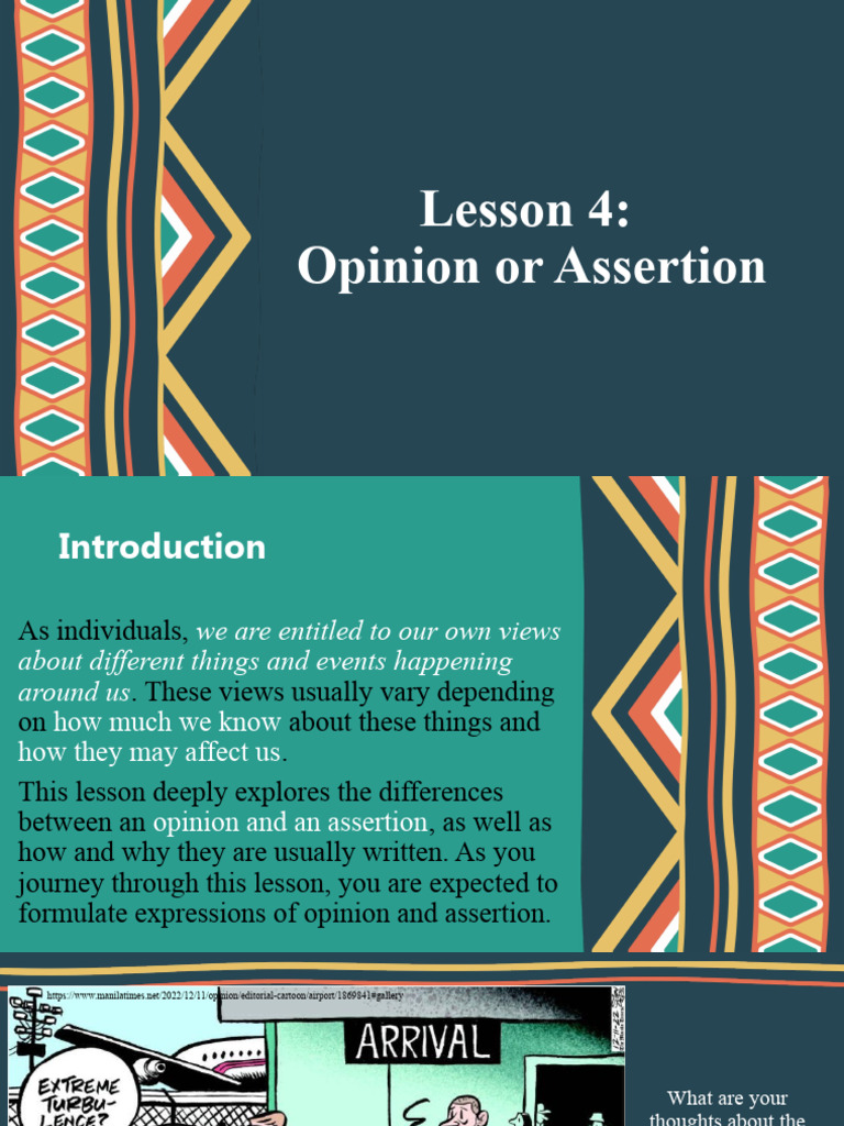 ENG 10 Q2 - Lesson 4 Opinion or Assertion | PDF | Feeling | Empathy