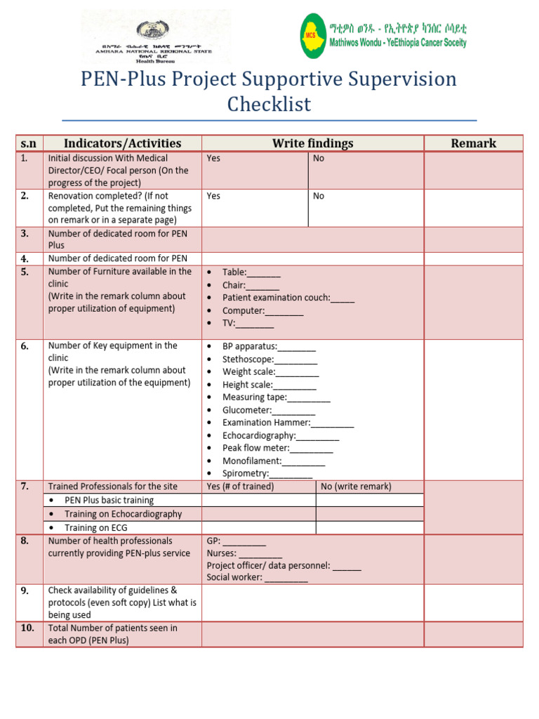 PEN+ Supervision Checklist - October 2023-ARHB | PDF | Patient ...