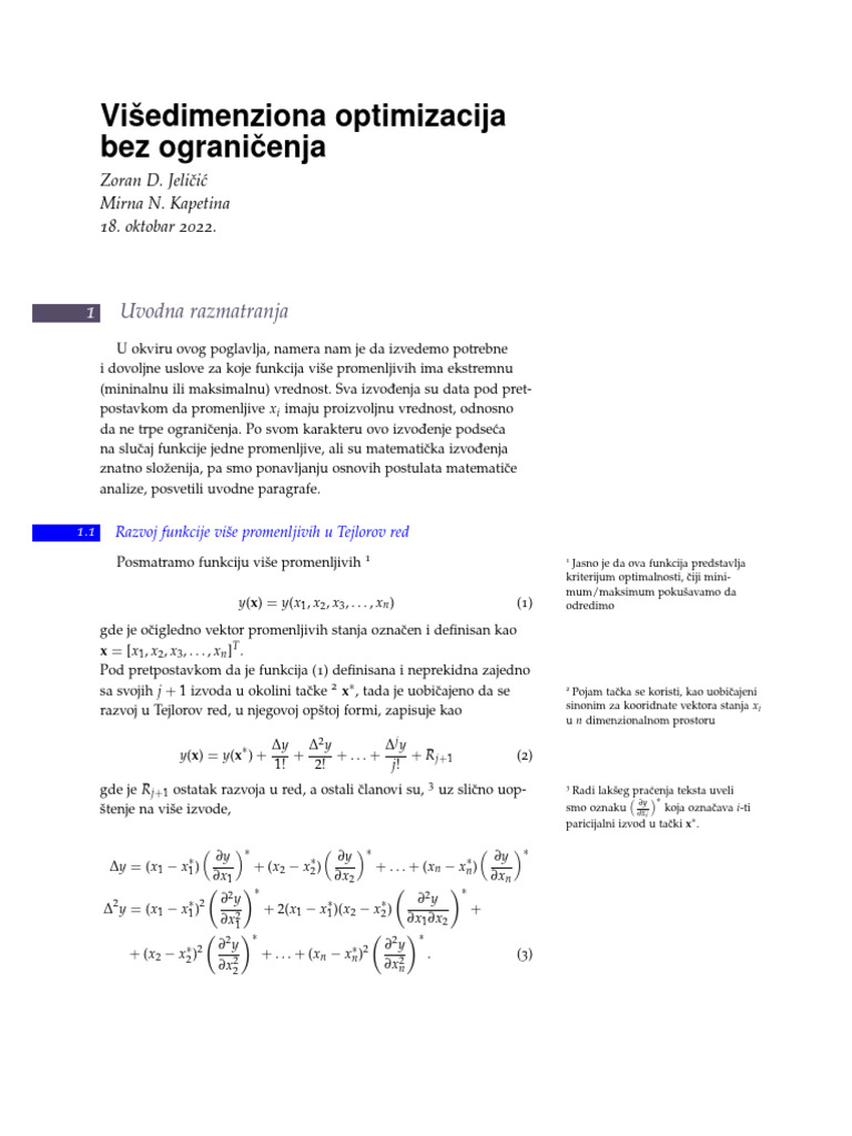 P02. Višedimenziona Optimizacija Bez Ograničenja | PDF