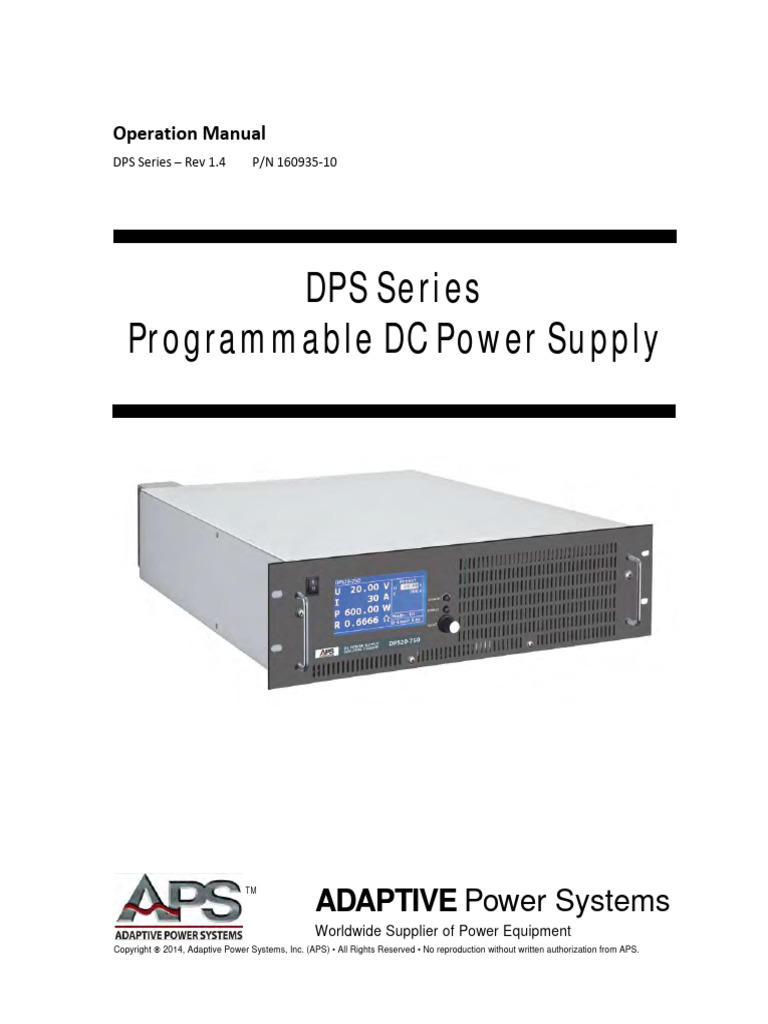 APS DPS Series DC Supply Operation Manual-PN 160935-10 Rev1.4 ...