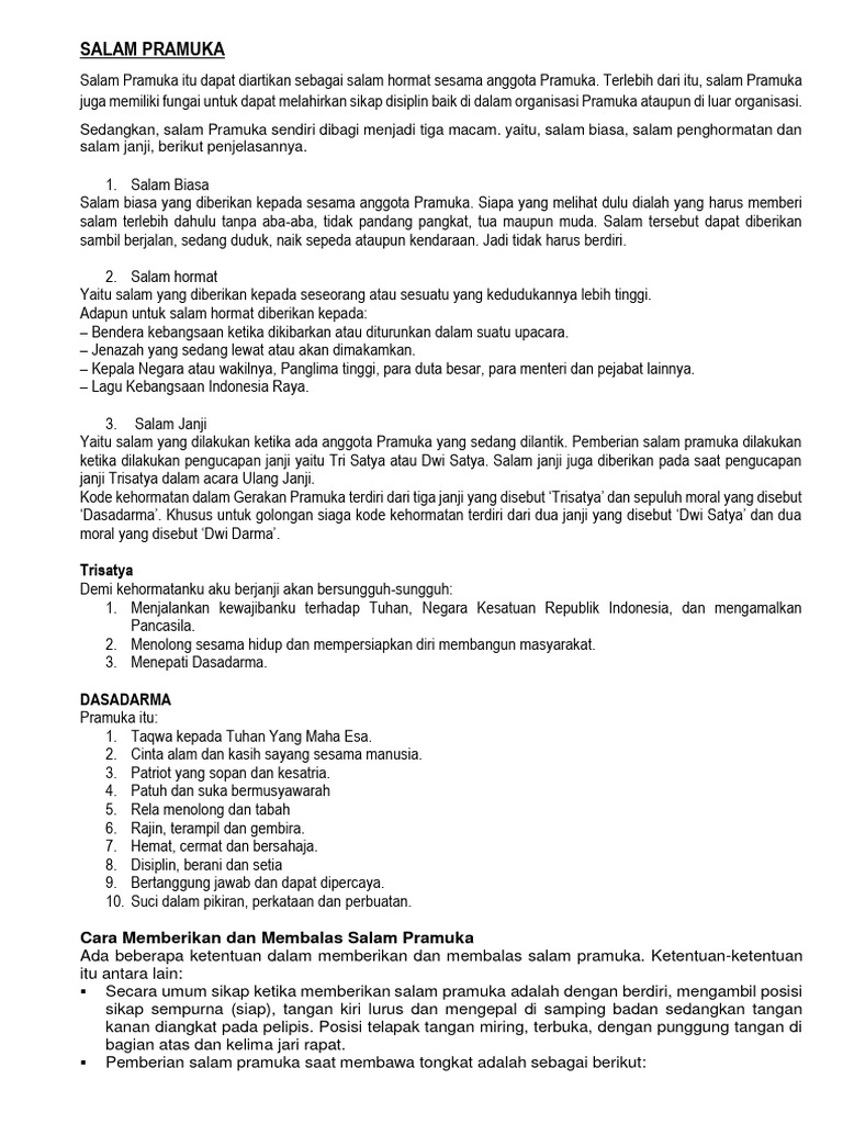 Jenis dan Makna Salam Pramuka | PDF | Karier & Perkembangan