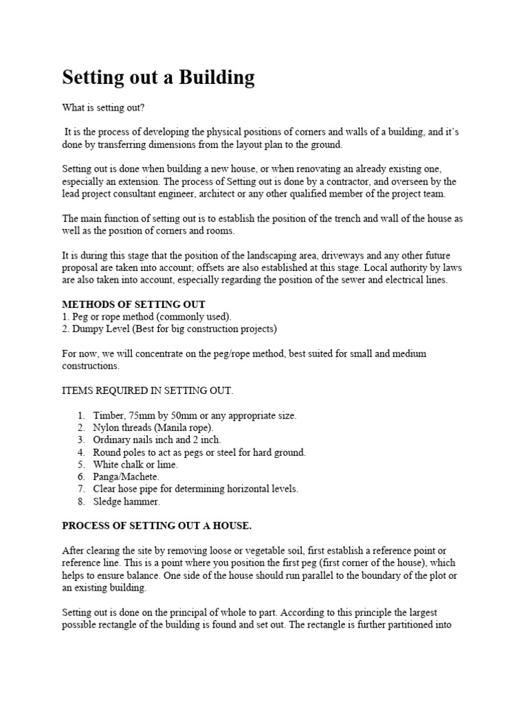 Building Setting Out Guide | PDF