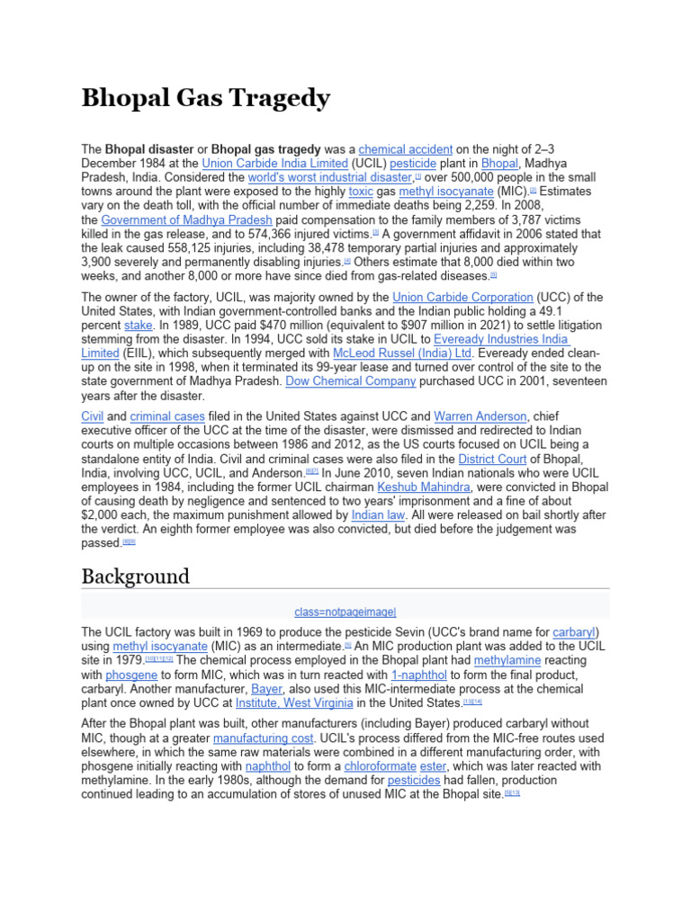 Bhopal Gas Tragedy Ena 2 TRM 2023 | PDF