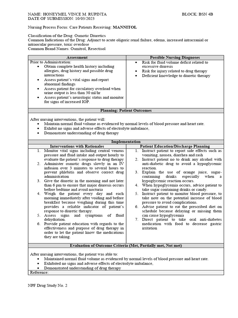 Mannitol | PDF | Diseases And Disorders | Human Diseases And Disorders