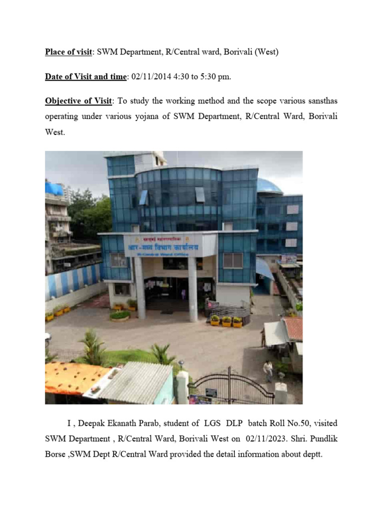 Field Visit - SWM Department | PDF | Road | Waste Management
