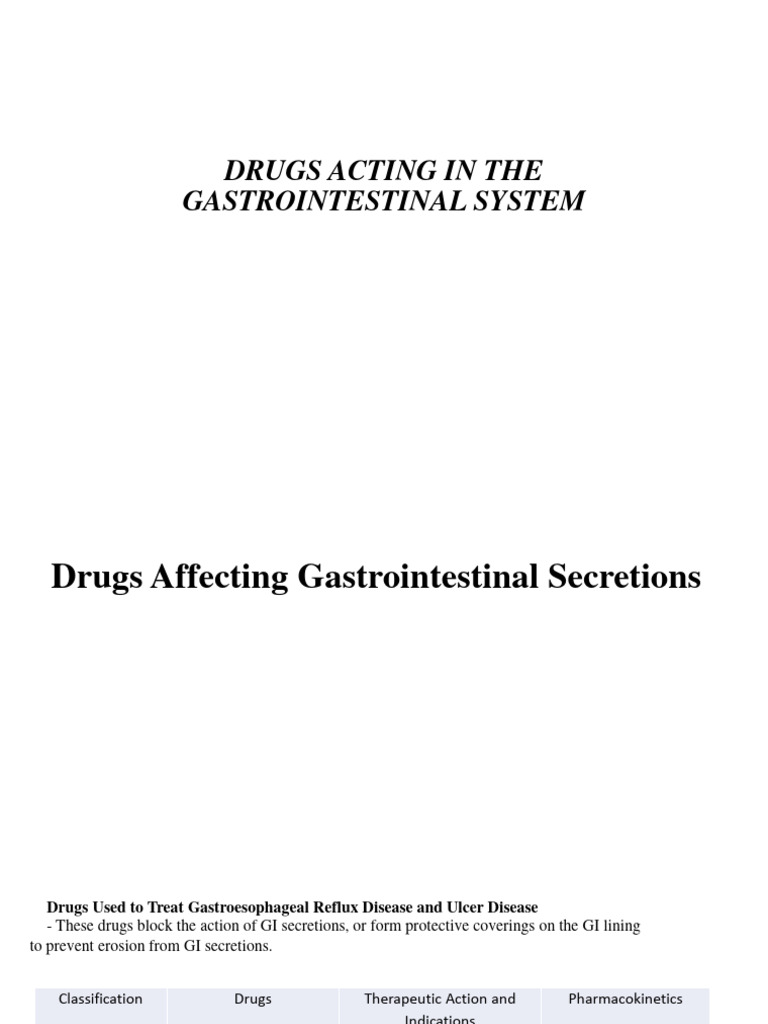 Classification of Gastrointestinal Drugs | PDF | Stomach ...