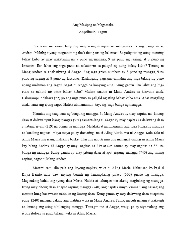 Ang Masipag Na Magsasaka | PDF Ang Masipag Na Magsasaka | PDF