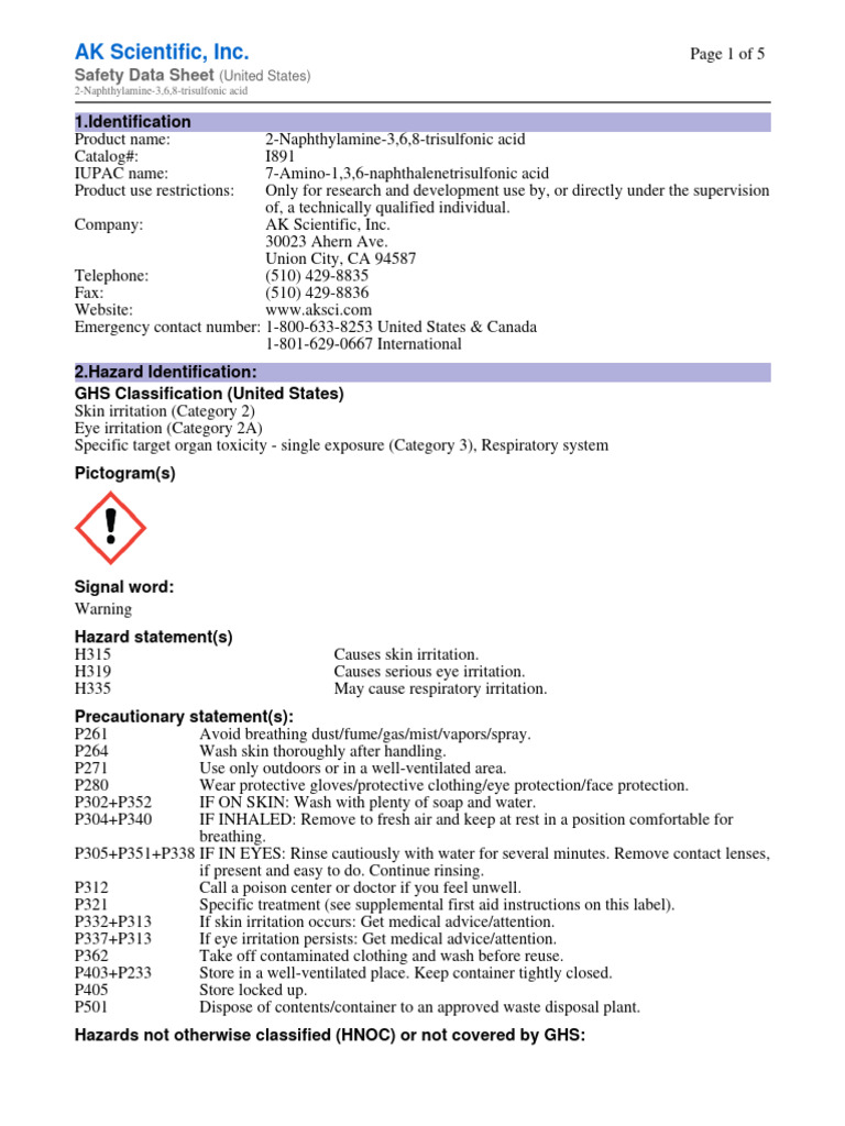 K-Acid Msds | PDF | Dangerous Goods | Personal Protective Equipment